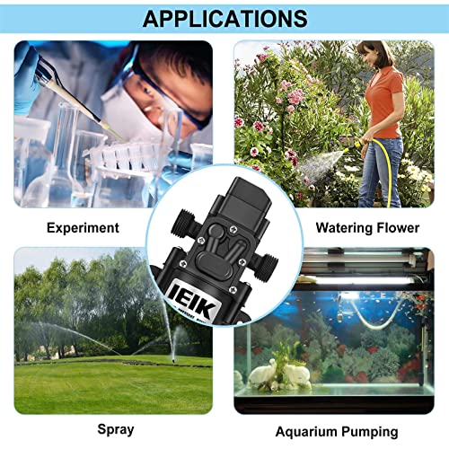 IEIK Water Pressure Diaphragm Pump DC 12V Pressure Switch Sprayer Pump 5LPM 1.35 GPM 116PSI 165ft Self Priming Pump for Caravan RV Boat Marine Agricultural Spraying Port