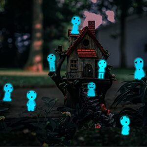 popker 20pcs glow in dark statues fairy garden accessories outdoor luminous ghost gnome elves miniature decorations for decor plant tree patio lawn terrace balcony yard micro landscape kit