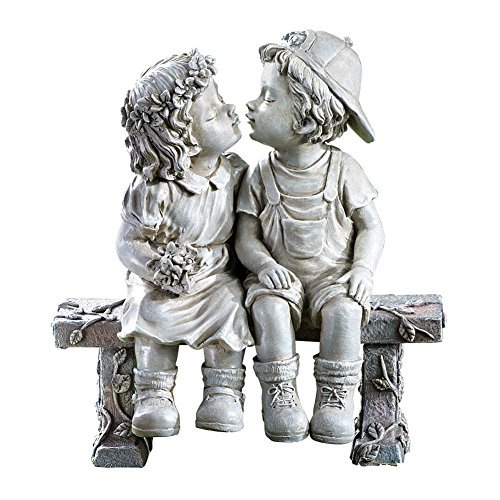 Collections Etc First Kiss, Puppy Love, Kissing Couple Garden Sculpture, 8 1/4" L x 4 3/4" W x 9" H