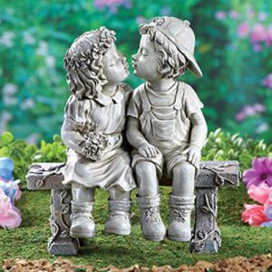 Collections Etc First Kiss, Puppy Love, Kissing Couple Garden Sculpture, 8 1/4" L x 4 3/4" W x 9" H