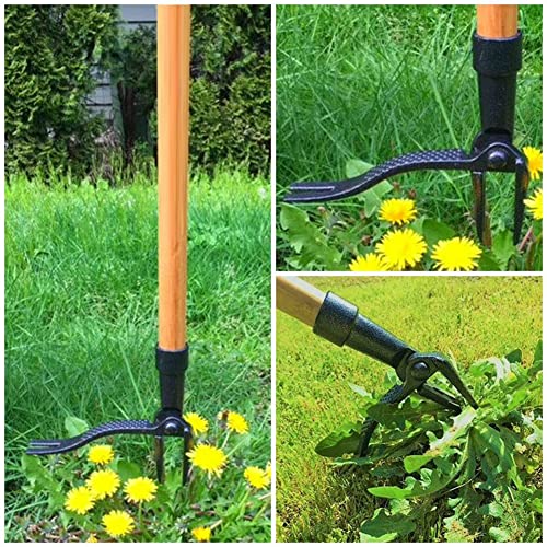 Stand Up Weeder Manual Weed Remover Weed Puller Tool with Foot Plate for Removing Weeds -Black Aluminum Lever Head Weed Puller Garden Weeder Root Remover Tool