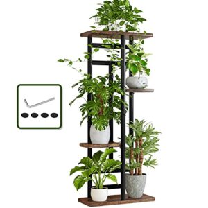 ingiordar plant stand 4 tier 5 potted indoor corner tiered plant organizer metal flower pot for display multiple plants storage garden balcony living room, black