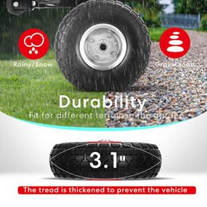 VIVOHOME 4.10/3.50-4 Polyurethane Solid Wheel Non-Rubber Tires for Garden Utility Wagon Cart, Snowblower, Lawn Mower, Wheelbarrow and Trolley Replacement Pack of 4