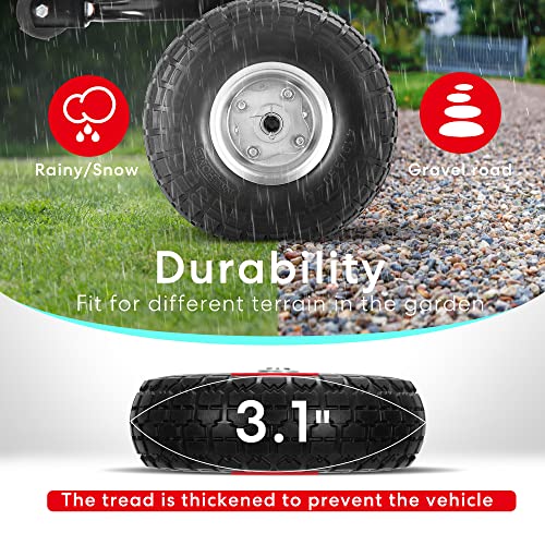 VIVOHOME 4.10/3.50-4 Polyurethane Solid Wheel Non-Rubber Tires for Garden Utility Wagon Cart, Snowblower, Lawn Mower, Wheelbarrow and Trolley Replacement Pack of 4