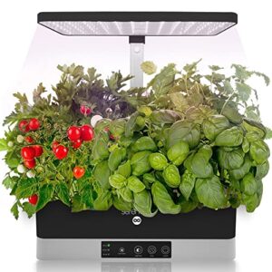 serenelife hydroponic herb garden 11 pods, indoor growing system ,smart indoor plant system w/height adjustable led grow light (black)