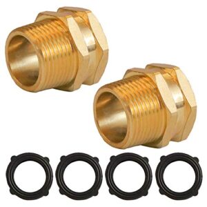 hourleey 3/4″ ght female x 3/4″ npt male connector, ght to npt adapter brass fitting, 2 pack