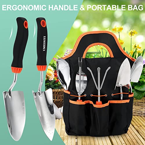 Garden Tools Set,Stainless Steel Heavy Duty Gardening Tool Set with Non-Slip Rubber Grip,Storage Tote Bag, Outdoor Hand Tools,Garden Hand Tools for Planting,Ideal Garden Tool Kit Gifts for Women&Men