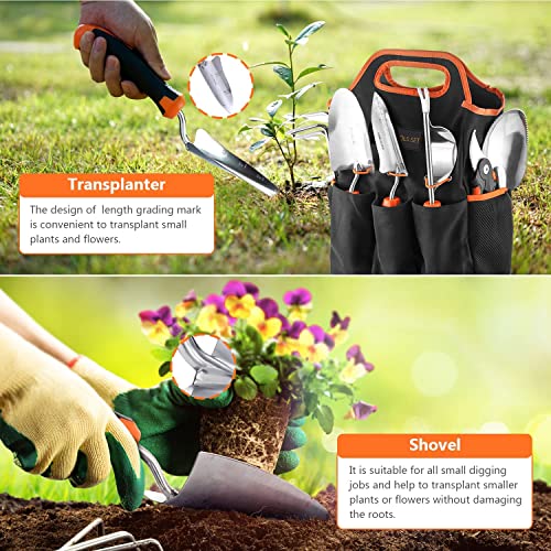 Garden Tools Set,Stainless Steel Heavy Duty Gardening Tool Set with Non-Slip Rubber Grip,Storage Tote Bag, Outdoor Hand Tools,Garden Hand Tools for Planting,Ideal Garden Tool Kit Gifts for Women&Men