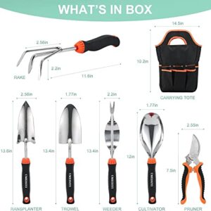 Garden Tools Set,Stainless Steel Heavy Duty Gardening Tool Set with Non-Slip Rubber Grip,Storage Tote Bag, Outdoor Hand Tools,Garden Hand Tools for Planting,Ideal Garden Tool Kit Gifts for Women&Men