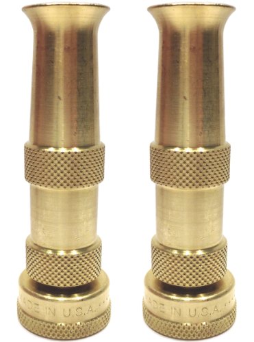 Hose Nozzle High Pressure for Car or Garden - Made in USA - Solid Brass - 2 Nozzle Set - Adjustable Water Sprayer from Spray to Jet - Heavy Duty - Fits Standard Hoses - with Gardening Secret E-Book