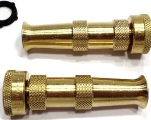 Hose Nozzle High Pressure for Car or Garden - Made in USA - Solid Brass - 2 Nozzle Set - Adjustable Water Sprayer from Spray to Jet - Heavy Duty - Fits Standard Hoses - with Gardening Secret E-Book