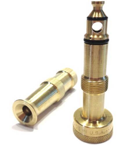 Hose Nozzle High Pressure for Car or Garden - Made in USA - Solid Brass - 2 Nozzle Set - Adjustable Water Sprayer from Spray to Jet - Heavy Duty - Fits Standard Hoses - with Gardening Secret E-Book