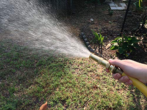 Hose Nozzle High Pressure for Car or Garden - Made in USA - Solid Brass - 2 Nozzle Set - Adjustable Water Sprayer from Spray to Jet - Heavy Duty - Fits Standard Hoses - with Gardening Secret E-Book