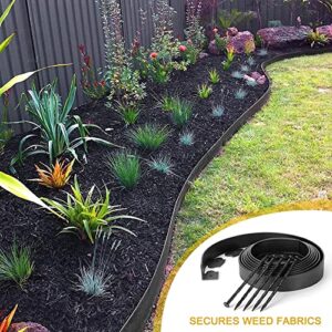 20 FT No-Dig Landscape Edging Kits with 20 Spikes, 2 inch High Heavy-Duty Plastic Garden Edging Border for Landscaping, Flower Gardens, Lawn (20FT, Black)