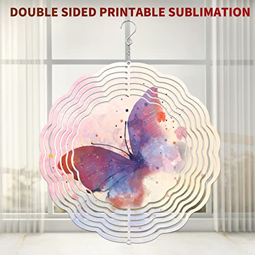 4 Pack 10 Inch Sublimation Wind Spinner Blanks, 3D Aluminum Wind Powered Kinetic Sculpture, Spinner Suspension Trim for Yards & Gardens（Round）