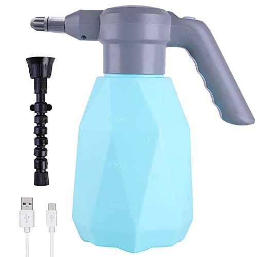 DOUBFIVSY Electric Plant Sprayer 2L/0.5 Gallon Garden Sprayer Rechargeable Automatic Plant Mister Spray Bottle with Adjustable Spout, Extended Nozzle for Garden Fertilizing Cleaning (Blue)