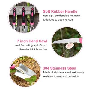 Garden Tool Set, YZNlife Garden Tools Set for Women, 16 Pieces Stainless Steel Heavy Duty Gardening Tools with Non-Slip Rubber Grip and Garden Bag for Gardening Work