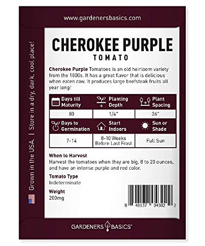 Cherokee Purple Tomato Seeds for Planting Heirloom Non-GMO Seeds for Home Garden Vegetables Makes a Great Gift for Gardening by Gardeners Basics