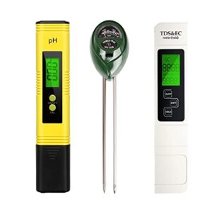 amzfan ph meter, 3 in 1 garden soil test kit, tds ppm meter, soil test kit for indoor/outdoor plants plant soil moisture tester combination for home, lab, garden