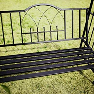 1. GO Steel Garden Arch with Seat for 2 People, 6'9" High x 3'9" Wide, Garden Arbor for Various Climbing Plant, Outdoor Garden Lawn Backyard