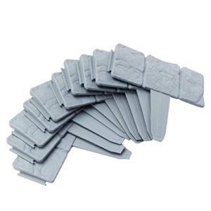 Garden Edging Border Gardening Lawn Fence Plastic Cobblestone Effect Lawn Trimming 20 Packs of Foldable Stitching (Grey)