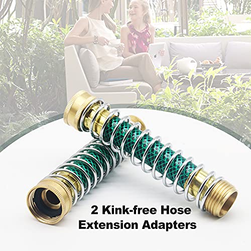 Brass Garden Hose Splitter 2 Way, All Body Metal Heavy Duty Water Splitter Y Way with 2 Hose Protectors Kink Free Hose Extension 6 Rubber Washers