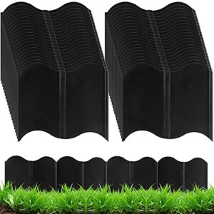 50 pcs 5.3 x 6.1 inches garden landscape edging border, plastic decorative garden border edging, interlocking landscaping edging kit for gardens, lawns, flowerbeds-black