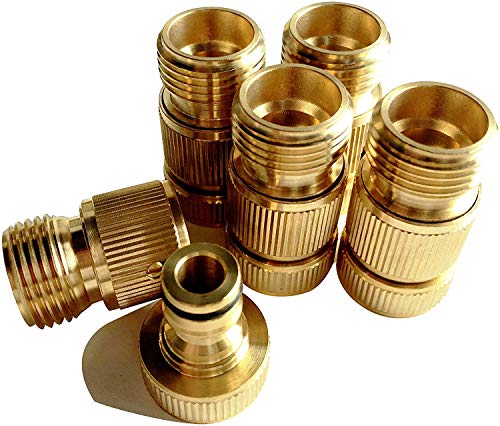 Piroir Garden Hose Quick Connect, Solid Brass Garden Hose Connectors 3/4 Inch GHT Water Hose Fitting for Garden(5 Set of Male & Female Water Hose Connectors)