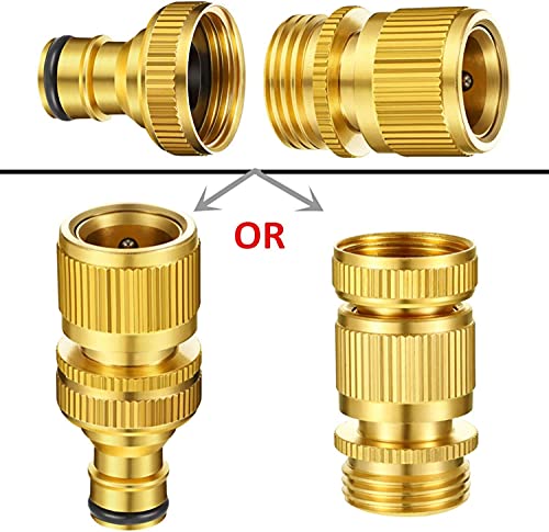 Piroir Garden Hose Quick Connect, Solid Brass Garden Hose Connectors 3/4 Inch GHT Water Hose Fitting for Garden(5 Set of Male & Female Water Hose Connectors)