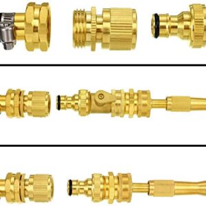 Piroir Garden Hose Quick Connect, Solid Brass Garden Hose Connectors 3/4 Inch GHT Water Hose Fitting for Garden(5 Set of Male & Female Water Hose Connectors)