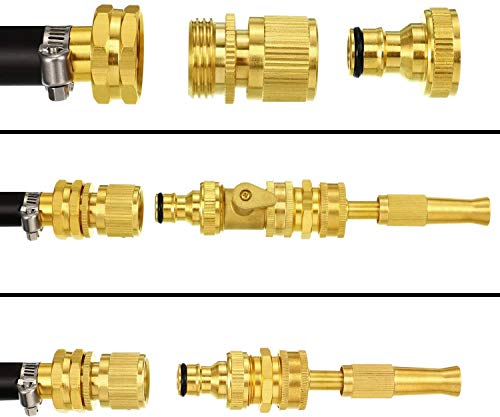 Piroir Garden Hose Quick Connect, Solid Brass Garden Hose Connectors 3/4 Inch GHT Water Hose Fitting for Garden(5 Set of Male & Female Water Hose Connectors)