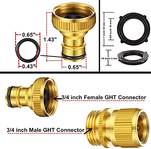 Piroir Garden Hose Quick Connect, Solid Brass Garden Hose Connectors 3/4 Inch GHT Water Hose Fitting for Garden(5 Set of Male & Female Water Hose Connectors)