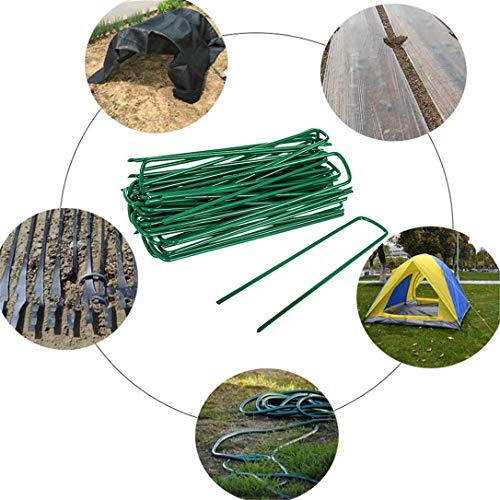 Yeasing Garden Pegs Pins Ground Stakes Staples Spikes U Shaped Landscape Securing Nail Pin Lawn Fabric Netting Matting 6Inch 20PCS