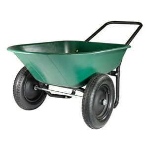 marathon yard rover – 2 tire wheelbarrow garden cart – green/black