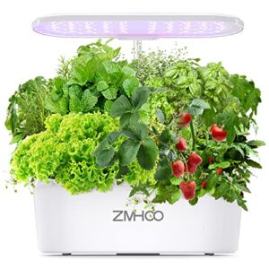 zmhoo hydroponics growing system indoor garden, plant germination kit with 2 led grow light modes, smart timer starter kit, adjustable easy-to-install magnetic light rod for home, kitchen, gardening