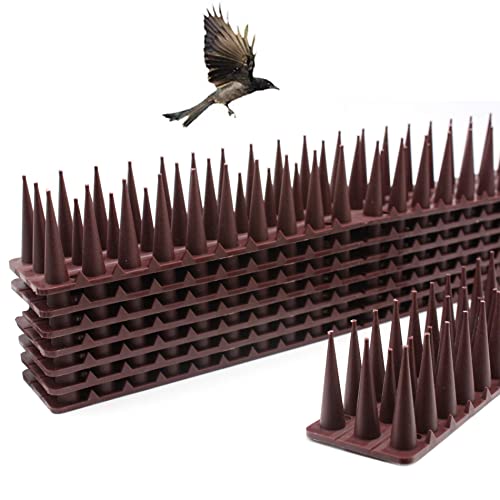 Defender Spikes, Upgraded Bird and Cat Spikes for Pigeon, Cat and Small Animals - Protect Your Sofa, Garden, Outdoor Walls, Anti Theft Climb, Plastic Security Fence Spikes - 8pack [12FT]