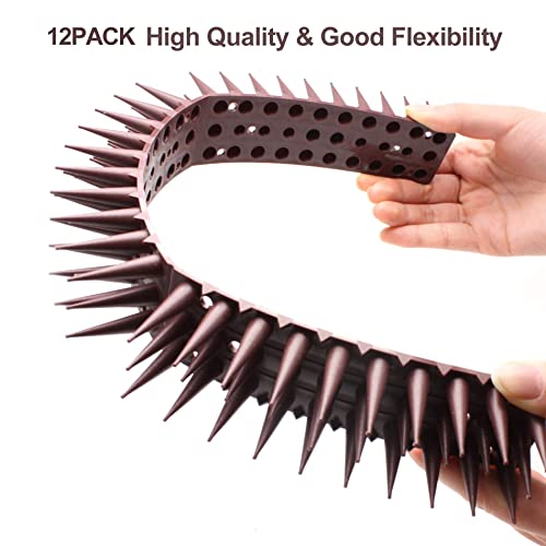 Defender Spikes, Upgraded Bird and Cat Spikes for Pigeon, Cat and Small Animals - Protect Your Sofa, Garden, Outdoor Walls, Anti Theft Climb, Plastic Security Fence Spikes - 8pack [12FT]