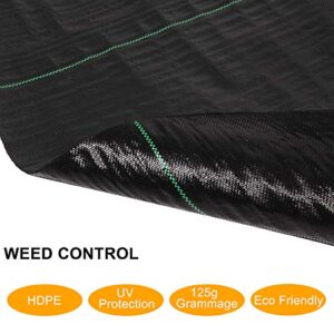 TUFFIOM 3 x 300 FT Weed Barrier Garden Landscape Fabric, UV-Resistance Ground Cover, 125gsm/3.7OZ Heavy Duty Material for Superior Weed Control, Perfect for Greenhouse, Yard, Flower Bed, Garden