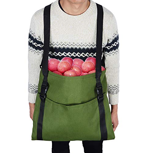 V&H Fruit Picking Bag Vegetable Harvest Apples Berry Garden Picking Bag Garden Apron,farm helper, free your arm and hand, Green, Xlarge