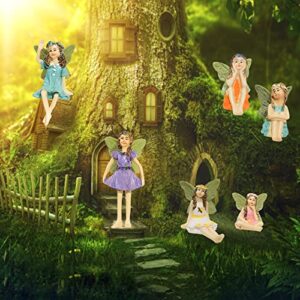 Beruyu 6 Pieces Fairy Garden Accessories, Fairy Garden Miniature Fairies Figurines for Mini Garden Lawn and Potted Plants Decoration