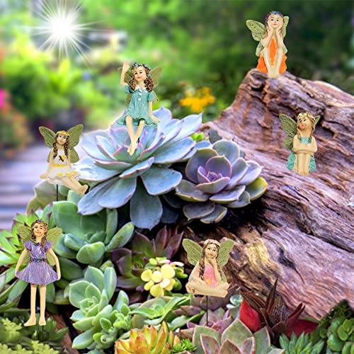 Beruyu 6 Pieces Fairy Garden Accessories, Fairy Garden Miniature Fairies Figurines for Mini Garden Lawn and Potted Plants Decoration