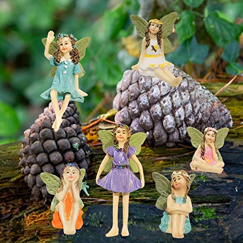 Beruyu 6 Pieces Fairy Garden Accessories, Fairy Garden Miniature Fairies Figurines for Mini Garden Lawn and Potted Plants Decoration