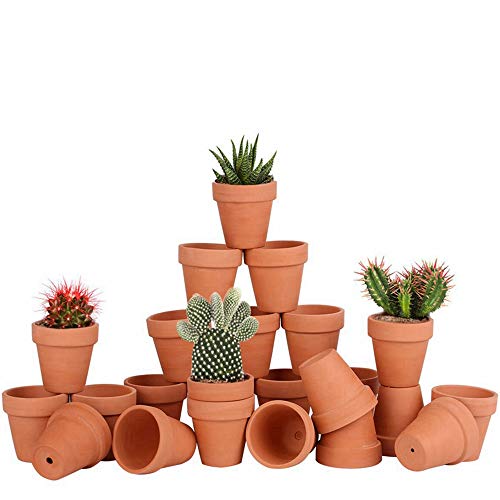 24pcs Small Mini Clay Pots, 2.5'' Terracotta Pot Clay Ceramic Pottery Planter, Cactus Flower Terra Cotta Pots, Succulents Nursery Pots, with Drainage Hole, for Indoor/Outdoor Plants, Crafts,Wedding