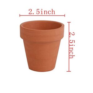 24pcs Small Mini Clay Pots, 2.5'' Terracotta Pot Clay Ceramic Pottery Planter, Cactus Flower Terra Cotta Pots, Succulents Nursery Pots, with Drainage Hole, for Indoor/Outdoor Plants, Crafts,Wedding