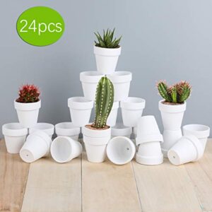 24pcs Small Mini Clay Pots, 2.5'' Terracotta Pot Clay Ceramic Pottery Planter, Cactus Flower Terra Cotta Pots, Succulents Nursery Pots, with Drainage Hole, for Indoor/Outdoor Plants, Crafts,Wedding