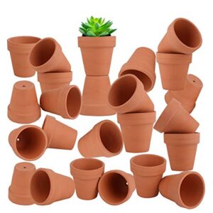 24pcs Small Mini Clay Pots, 2.5'' Terracotta Pot Clay Ceramic Pottery Planter, Cactus Flower Terra Cotta Pots, Succulents Nursery Pots, with Drainage Hole, for Indoor/Outdoor Plants, Crafts,Wedding