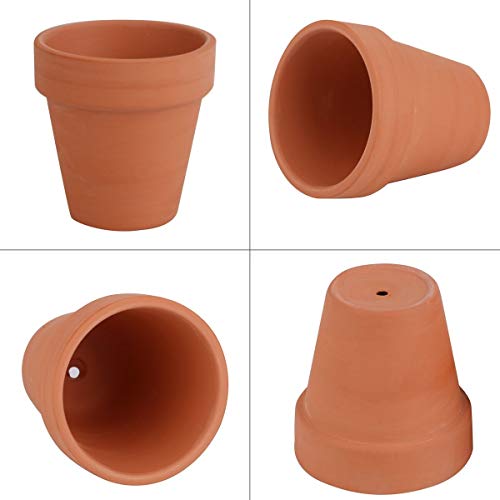 24pcs Small Mini Clay Pots, 2.5'' Terracotta Pot Clay Ceramic Pottery Planter, Cactus Flower Terra Cotta Pots, Succulents Nursery Pots, with Drainage Hole, for Indoor/Outdoor Plants, Crafts,Wedding