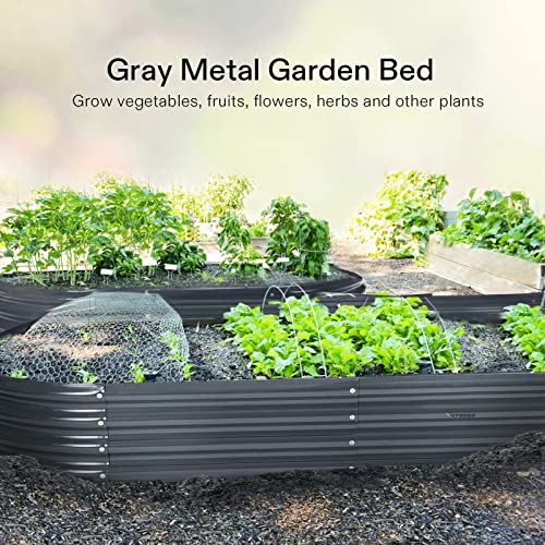 VIVOSUN 7 ft. Galvanized Raised Garden Bed, Oval Wave-Shaped Metal Planter Box to Grow Flowers, Vegetables and Herbs for Outdoor Gardening, Gray