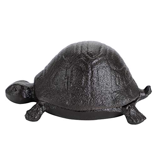 JUXYES Turtle Cast Iron Key Hider Outside Spare Door Key Box Outdoor Small Garden Statues Ornament, Turtle Indoor Decoration Jewelry Trinkets Box for Key, Ear Studs, Ring, Paper Clip