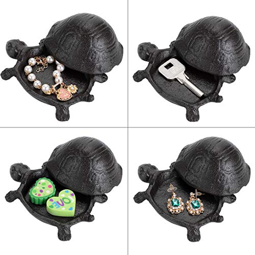 JUXYES Turtle Cast Iron Key Hider Outside Spare Door Key Box Outdoor Small Garden Statues Ornament, Turtle Indoor Decoration Jewelry Trinkets Box for Key, Ear Studs, Ring, Paper Clip